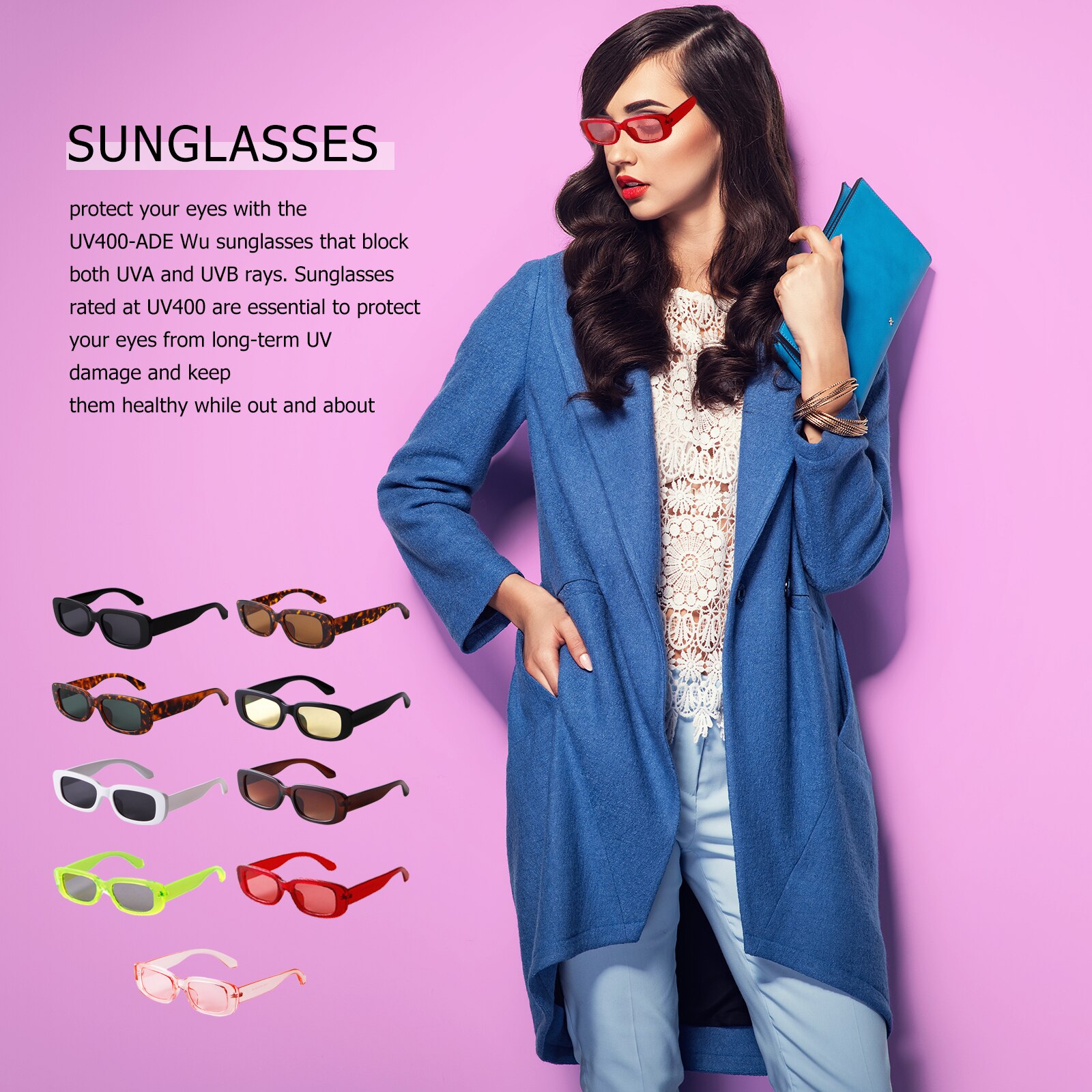 Rectangle Sunglasses Summer Rectangular Women'... – Grandado