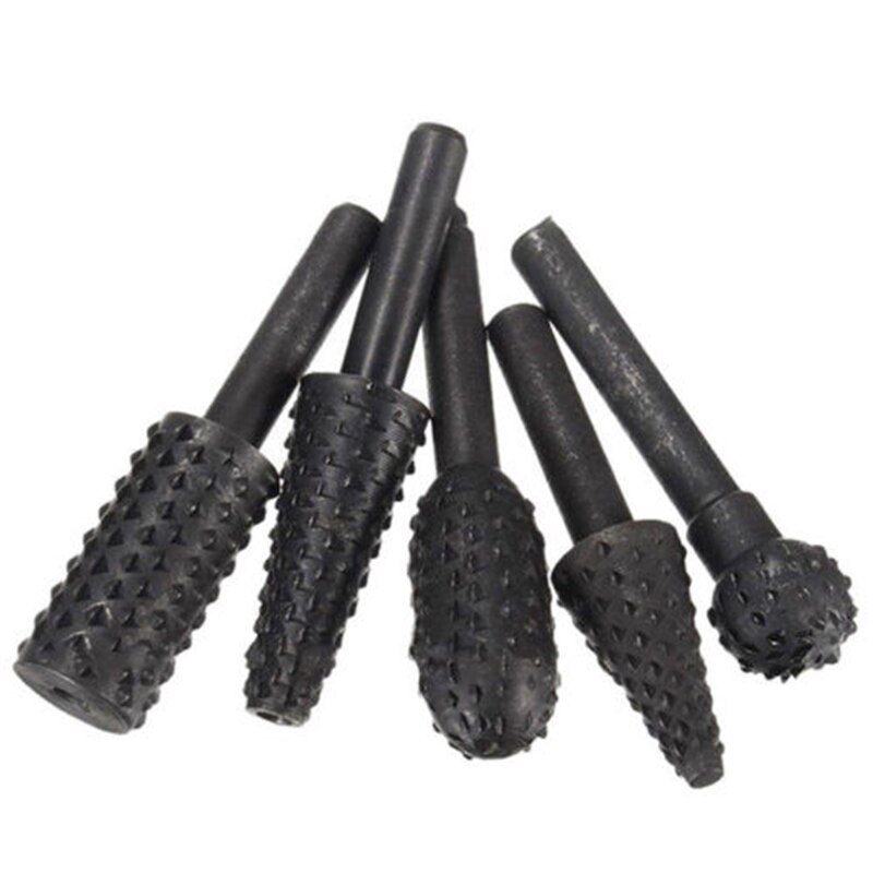 5x Black Steel Rotary Burr Set 1/4 Shank Wood Carv... – Grandado