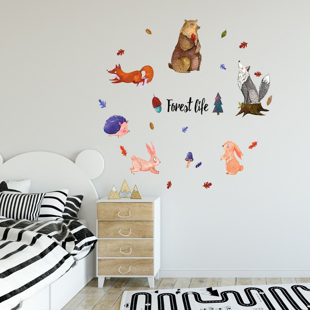 Cartoon Animal Forest Muurstickers Voor Kinderkame... – Vicedeal