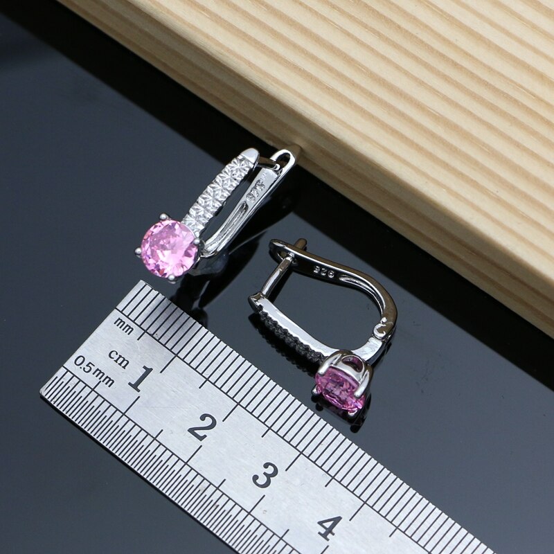 Shiny Pink Topaz Gem Silver 925 Jewelry Sets Hoop ... – Grandado