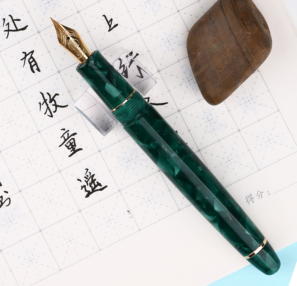 MAJOHN S3 Acrylic Resin Fountain Pen Green Iridium... – Vicedeal
