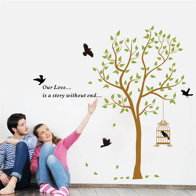 Birds On Big Tree Wall Stickers For Office Store L... – Vicedeal