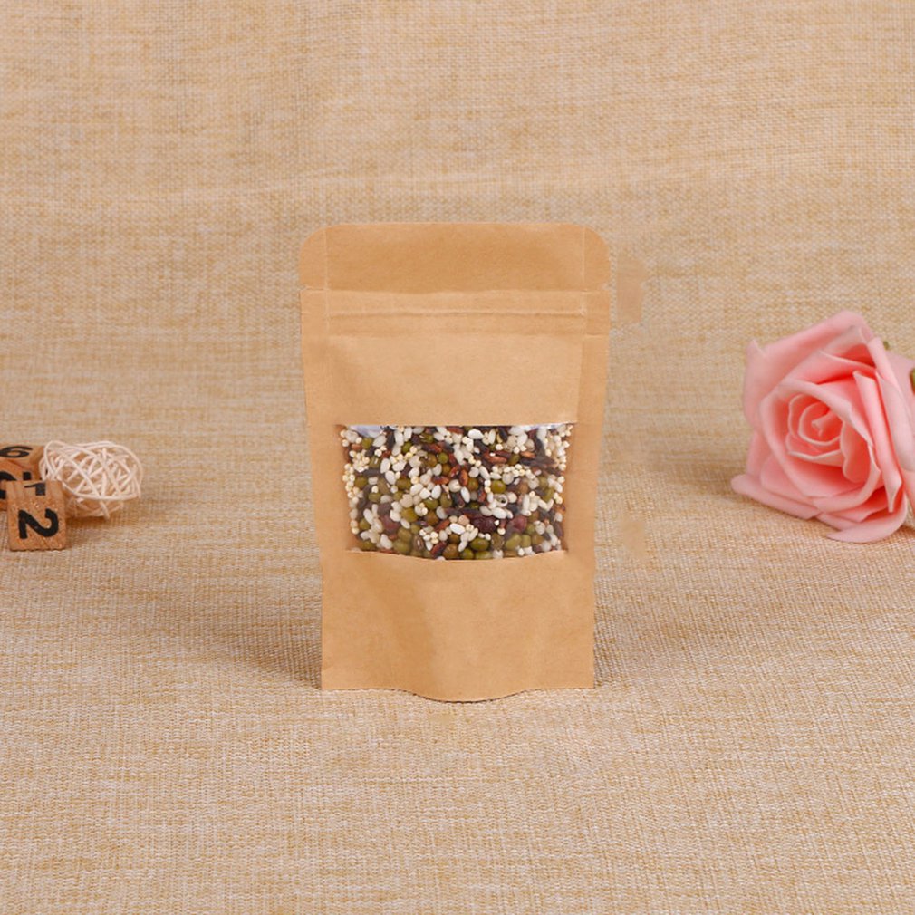 Reusable Kraft Paper Bag with Frosted Window Stand... – Grandado