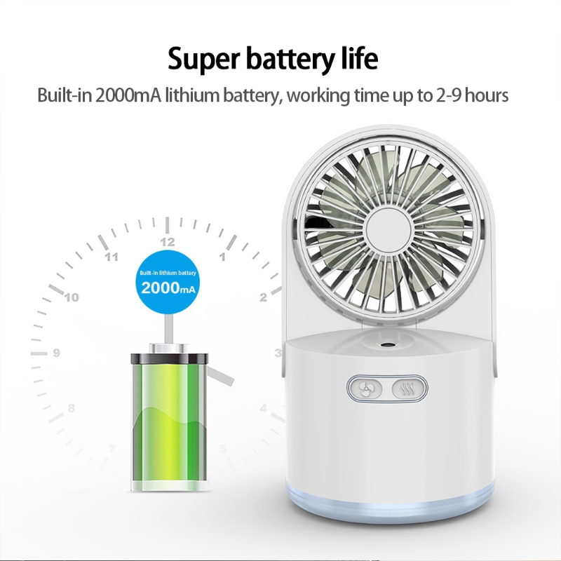 Portable Humidifier Fan 2000mAh Rechargeable Deskt... – Grandado