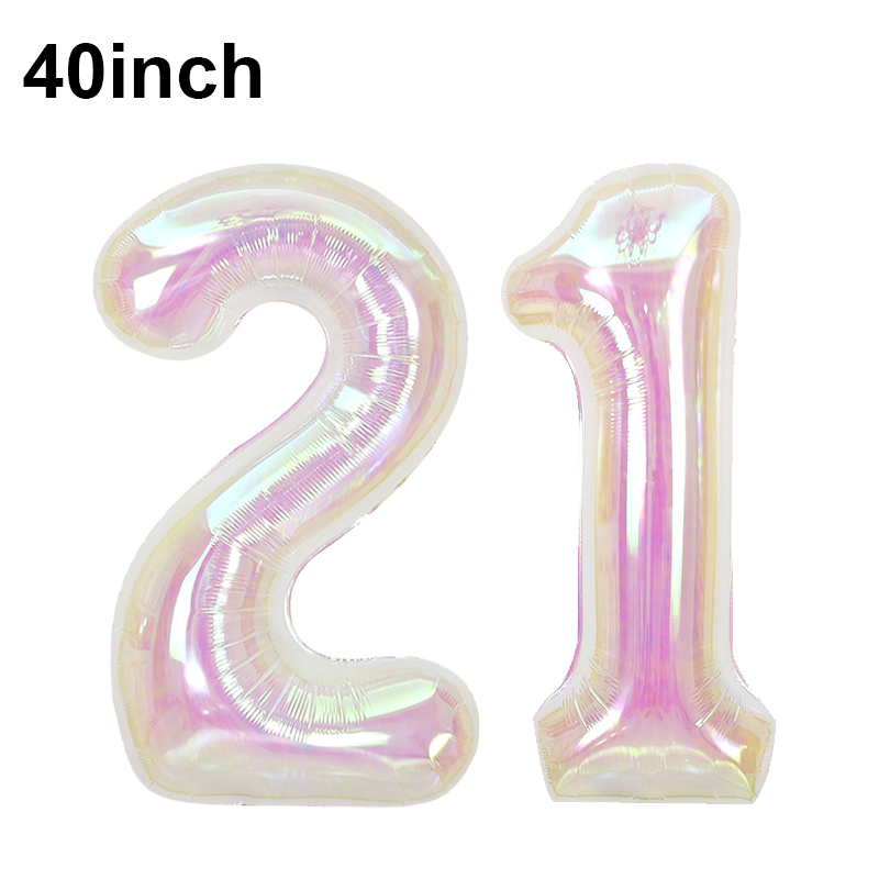 40inch transparent Iridescent Large Foil Number Ba... – Grandado