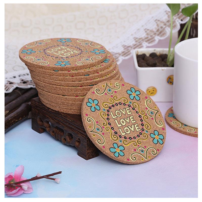 4 Pcs Cup Coasters Natural Cork Round Moisture Res... – Grandado