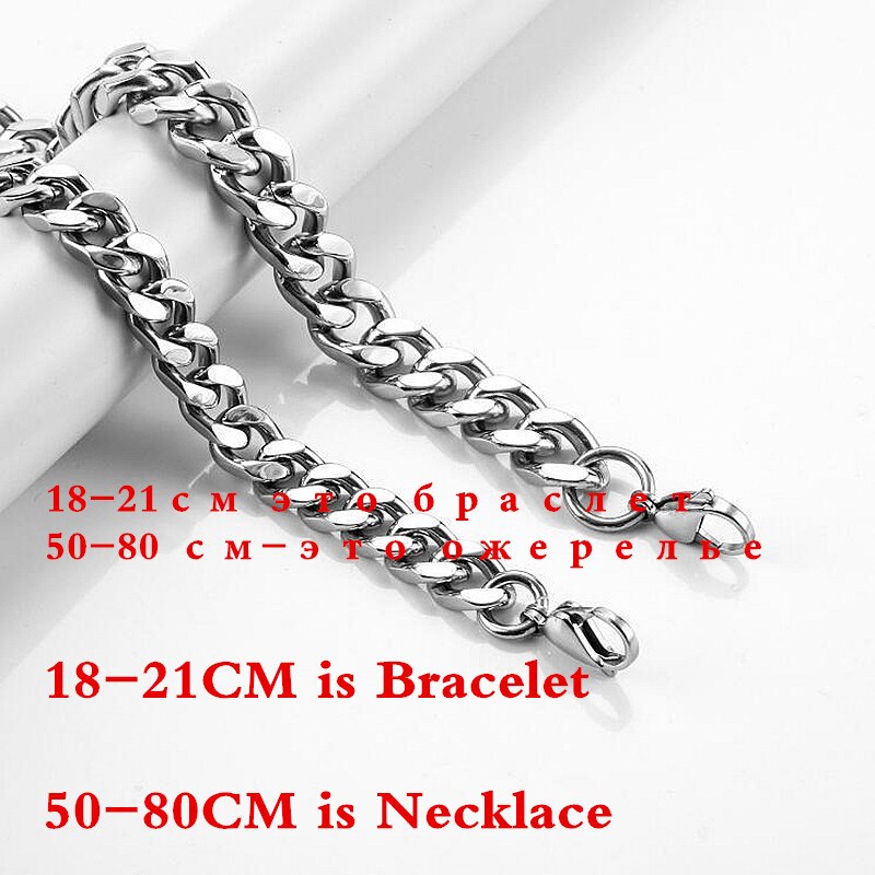 HNSP 10MM-14MM Thick Men Chain Stainless Steel Cub... – Grandado