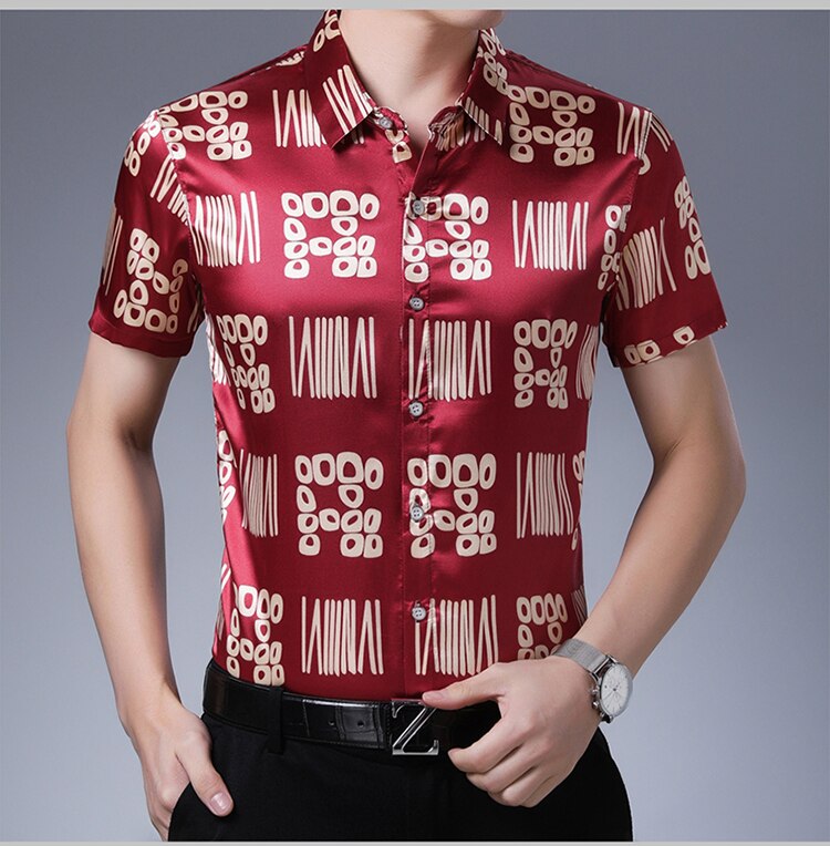 Zomer Mannelijke Zijde Dress Shirt Mode Strepen Sh... – Vicedeal