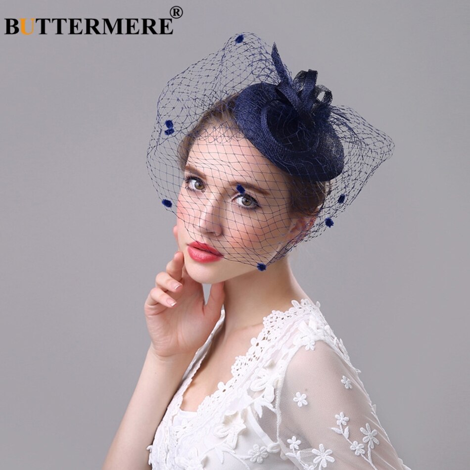 Sombrero de lino mariposa, sombrero Pillbox azul d... – Grandado