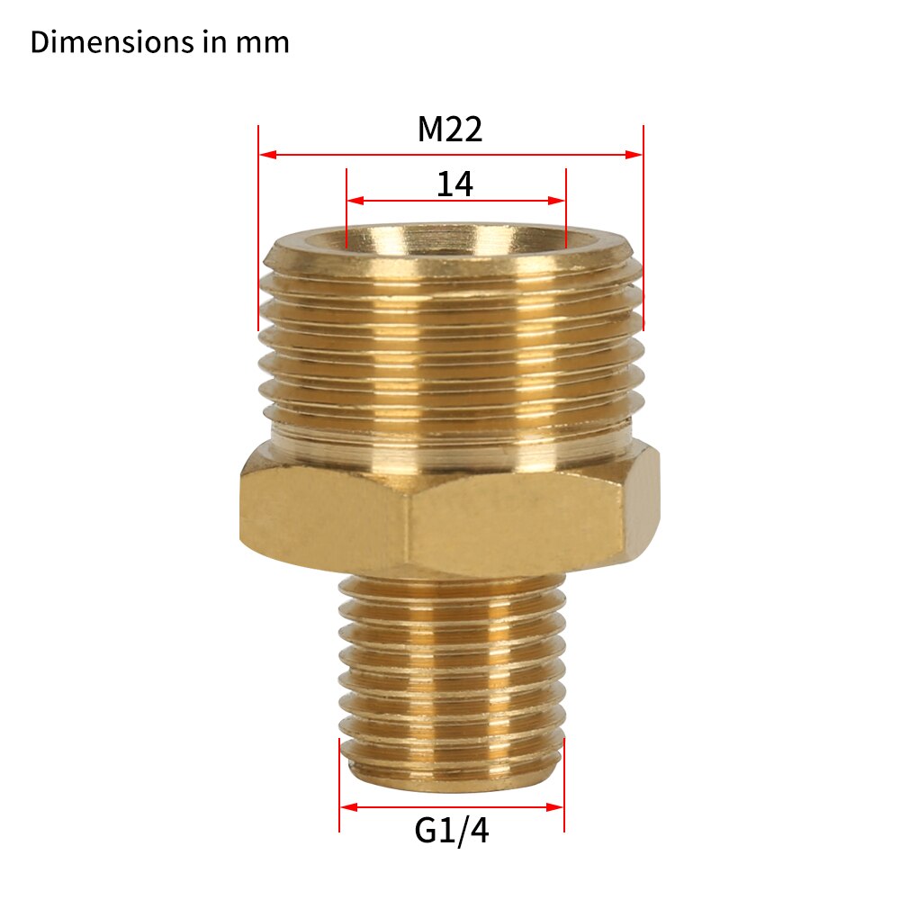 M22 hann + g1/4 rote koblingsadapter til snøskumlanse / skumdyse til høytrykksspylere – Grandado