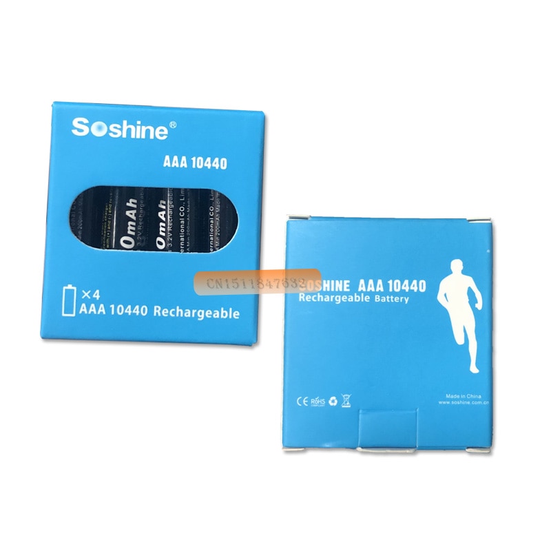 4 pieces/lot Soshine 10440 battery 3.2V 280mAh LiF... – Grandado