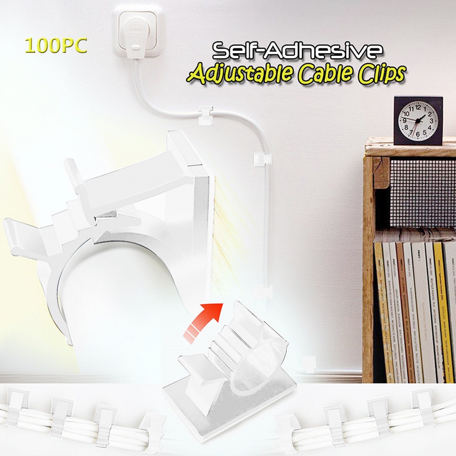 100 Stuks Kabel Clips Zelfklevende Verstelbare Kab... – Grandado