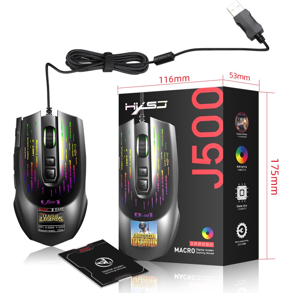 J500 Gaming Mouse USB 10000 DPI PMW3325 USB RGB Wi... – Grandado