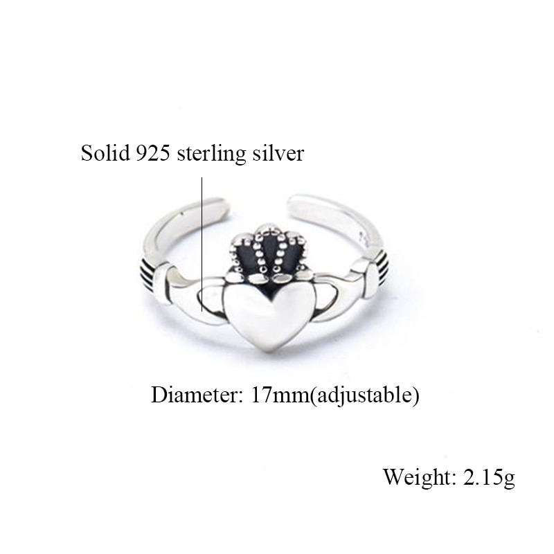 Real 925 Sterling Silver Ring for Women Retro Clad... – Grandado