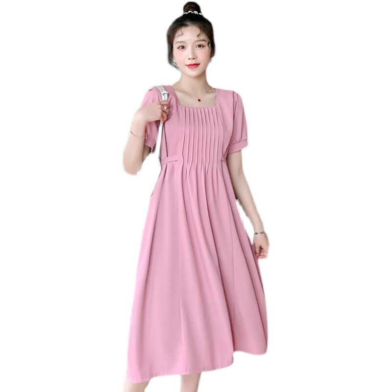 French Style Maternity Summer Dress Belt Pregnant ... – Grandado