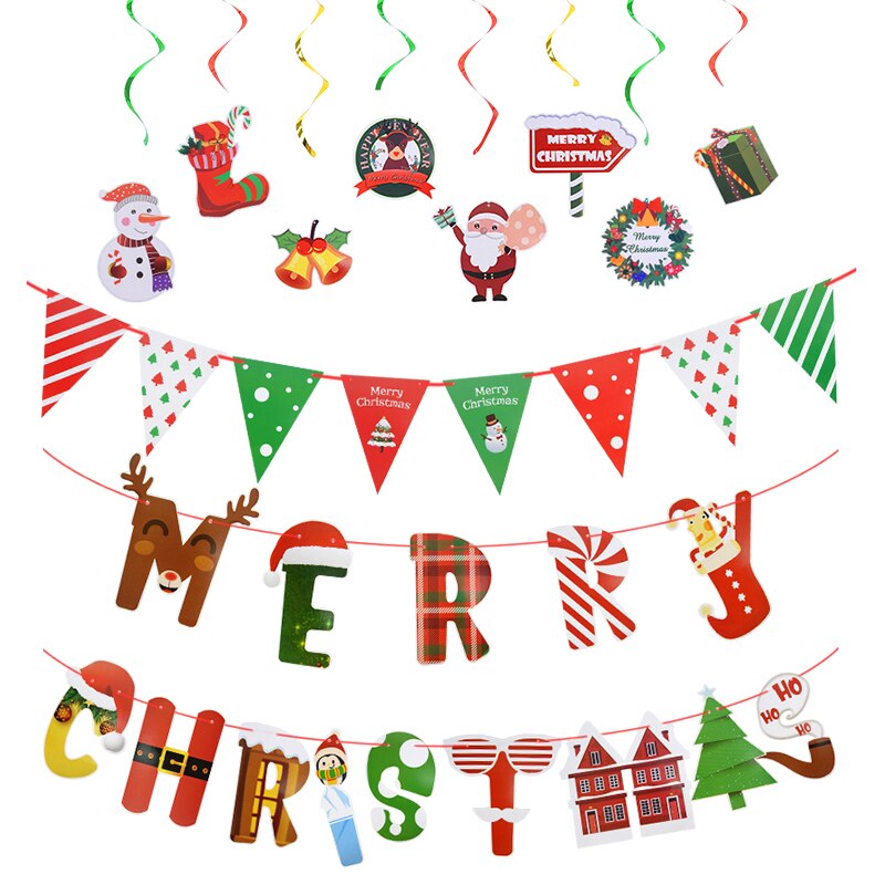 Merry Christmas Bunting Banner Paper Pinwheels Fan... – Grandado