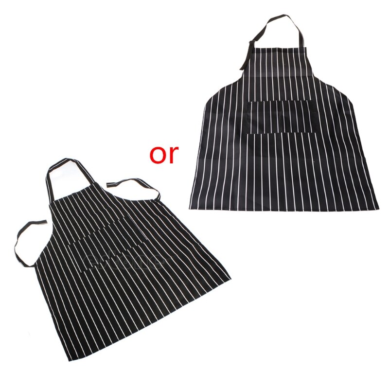 Men Adjustable Adult Black Stripe Bib Apron with 2... – Vicedeal