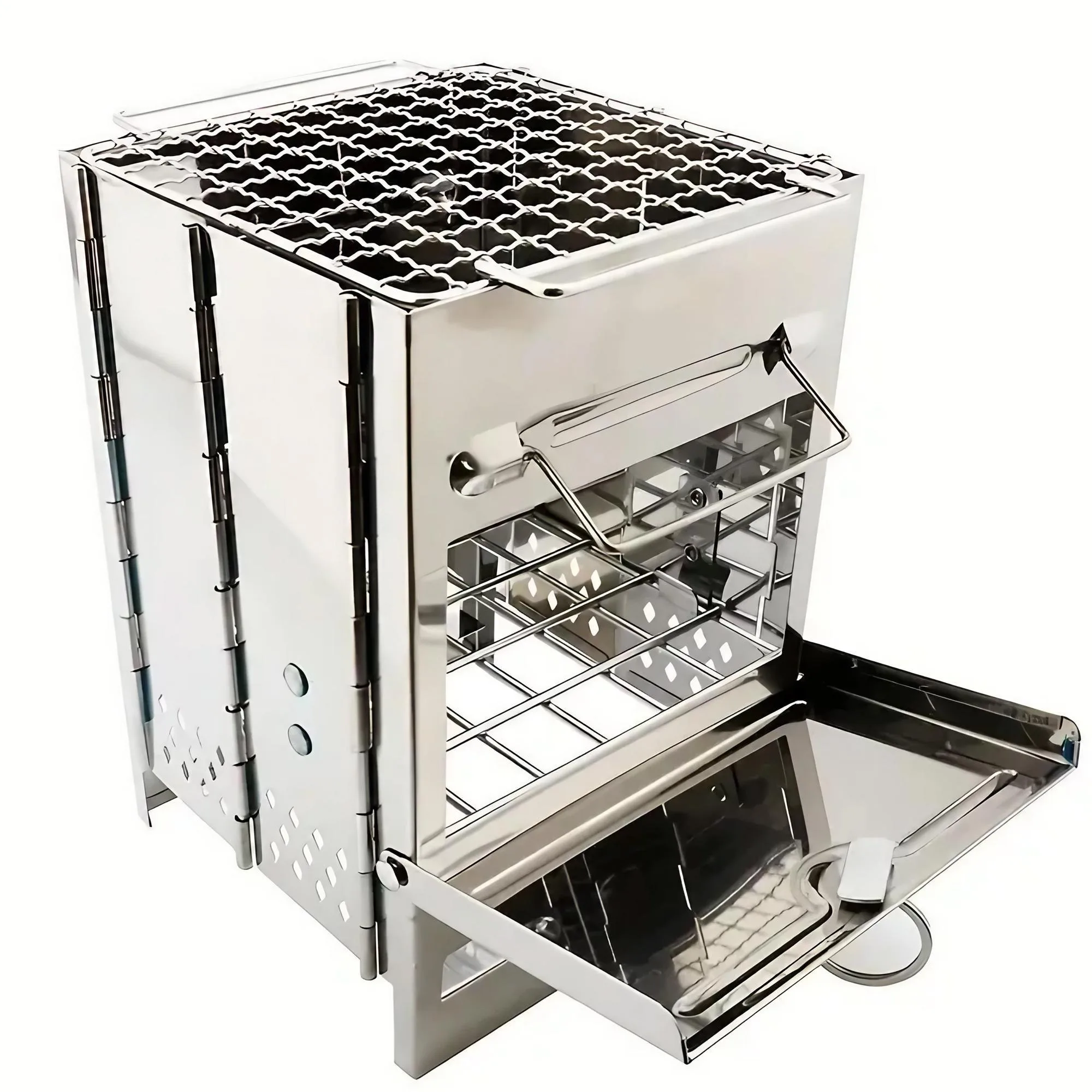 Stonego firkantet brændeovn udendørs grill mini gr... – Vicedeal