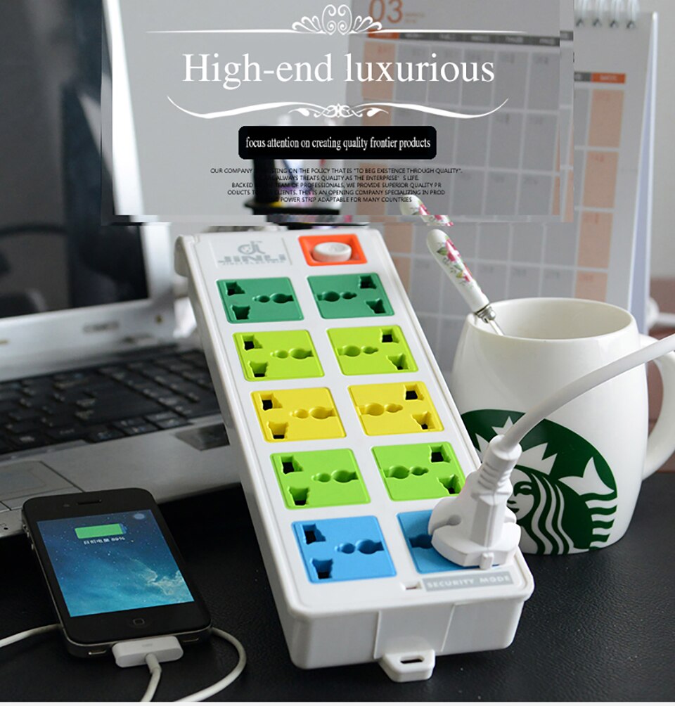 Multi purpose socket AU EU US Standard 10 Outlet P... – Grandado