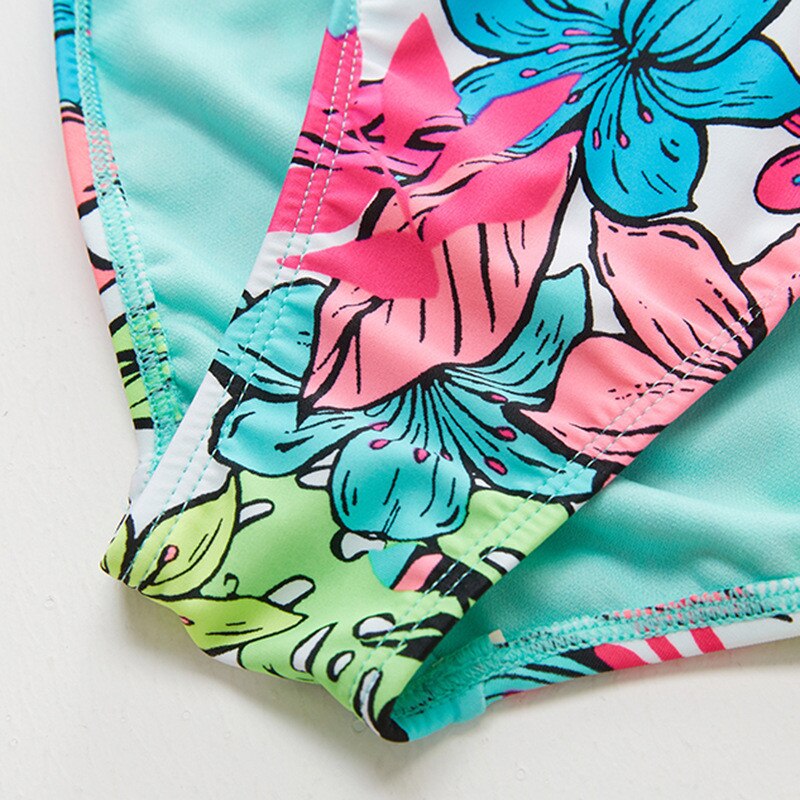 2021Girls Swimsuit Halter Front Chest Printed Kids... – Vicedeal