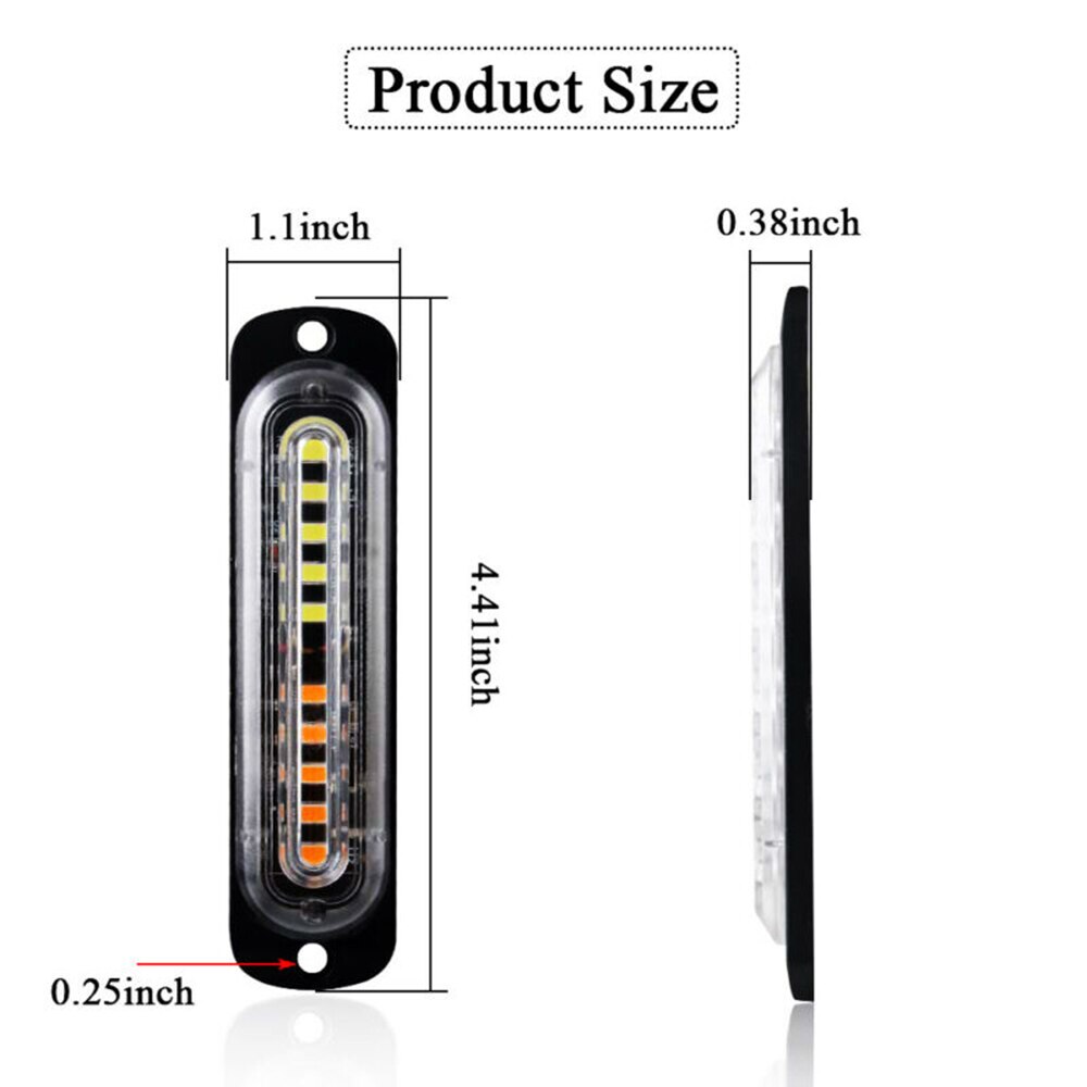 4pcs 10LED White Amber Strobe Light Urgent Hazard ... – Grandado