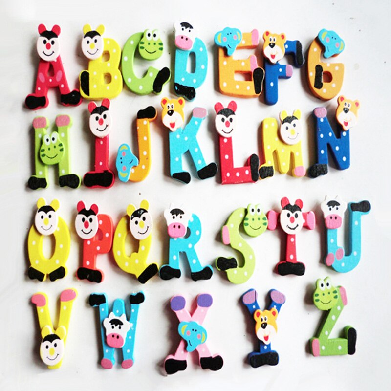 Houten Cartoon Alfabet A-Z Magneten Kind Educatief... – Vicedeal