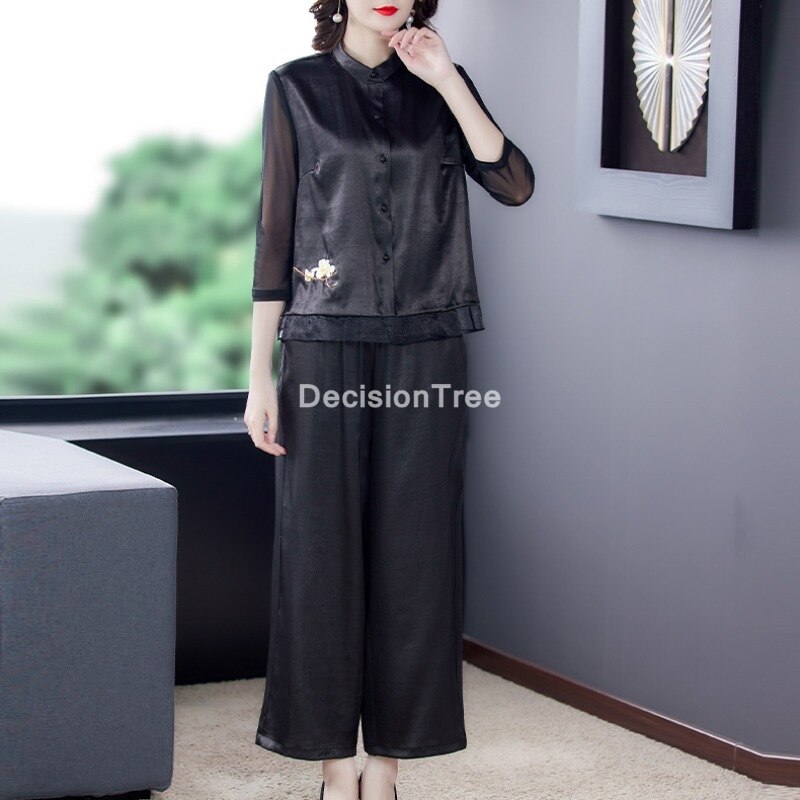 2022 traditional chinese cheongsam top+pants set w... – Vicedeal