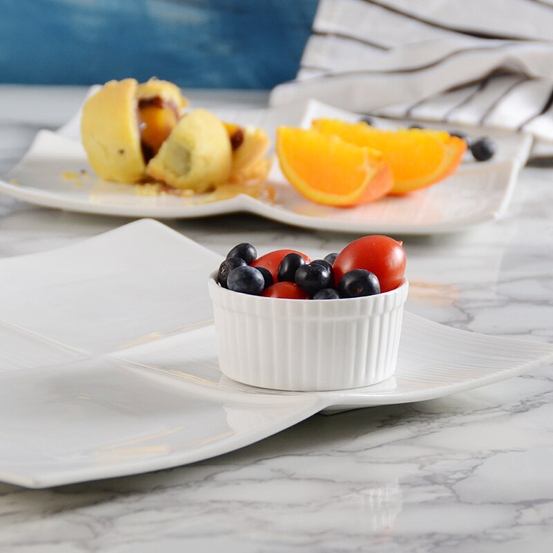 British minimalist ceramic square plate four grid ... – Grandado