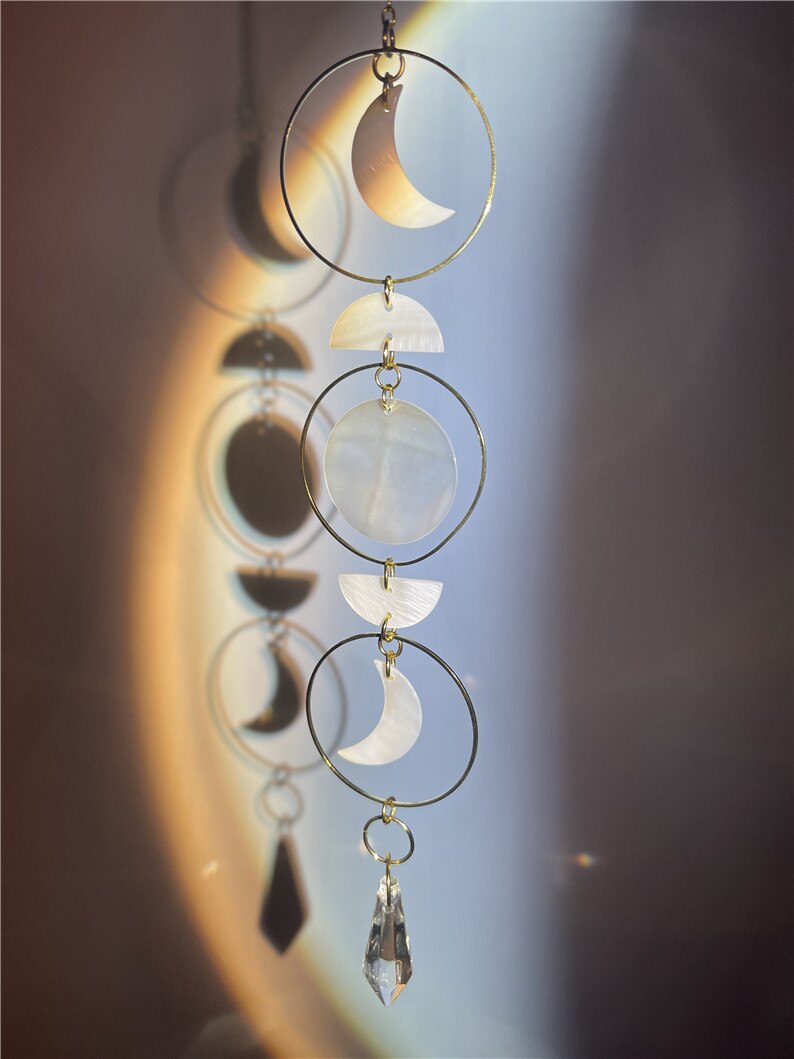 Moon Phase Crystal Sun Catcher Handmade Prisms Sun... – Grandado