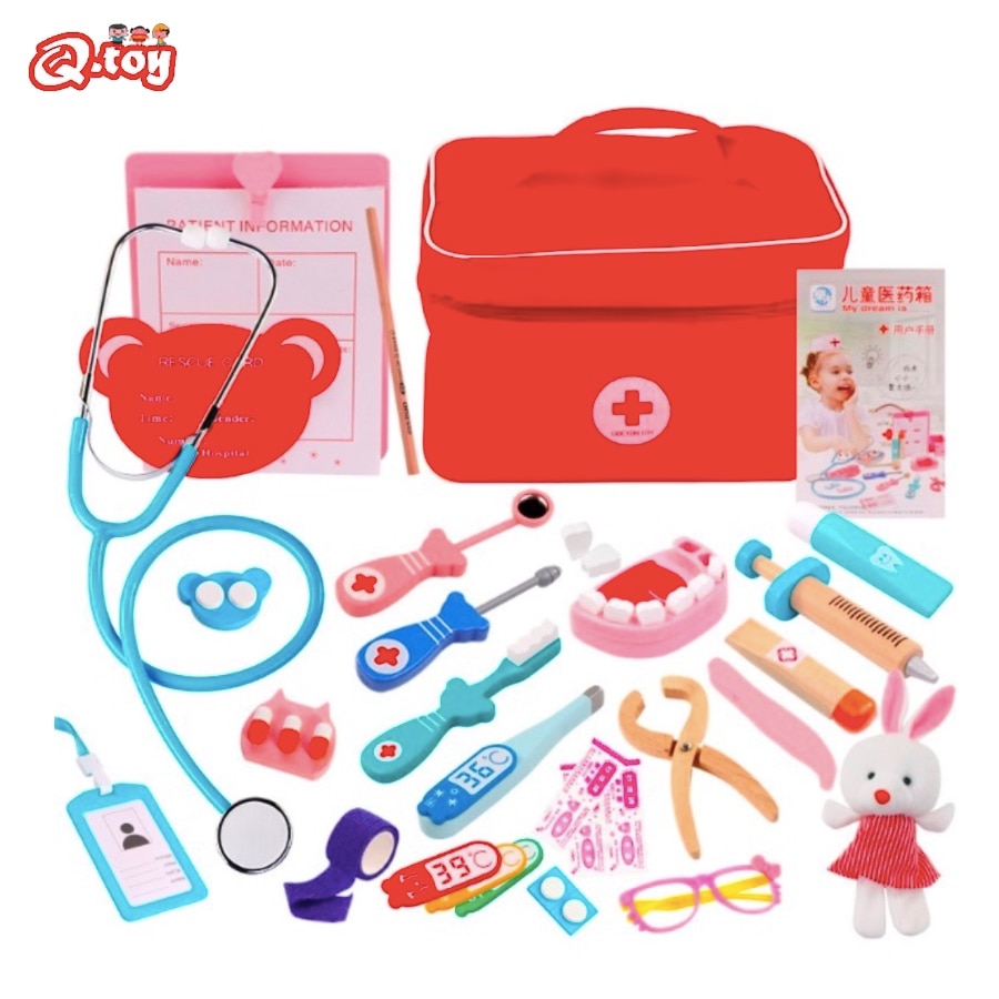 Pretend doctor nurse play toy wooden role play set... – Vicedeal