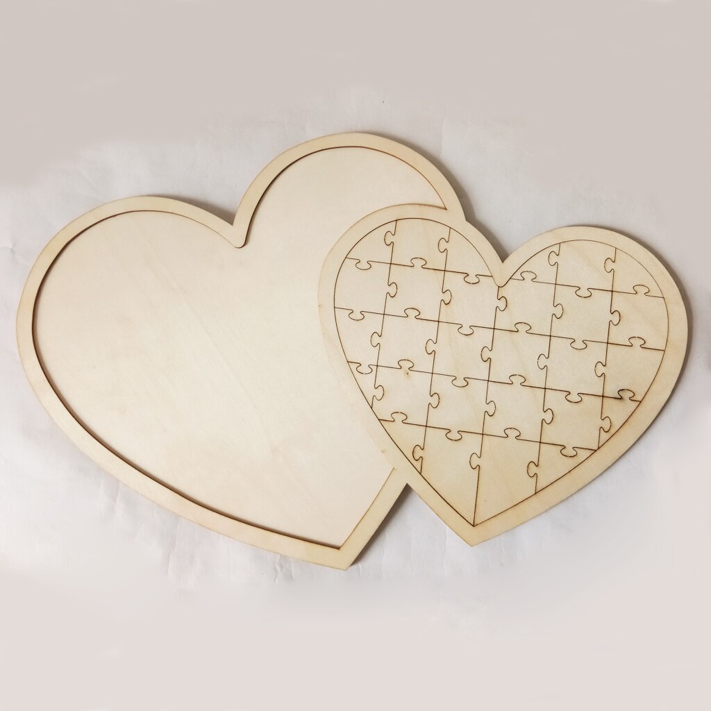 Double Heart Shaped Puzzle Jigsaw Guest Book Weddi... – Grandado