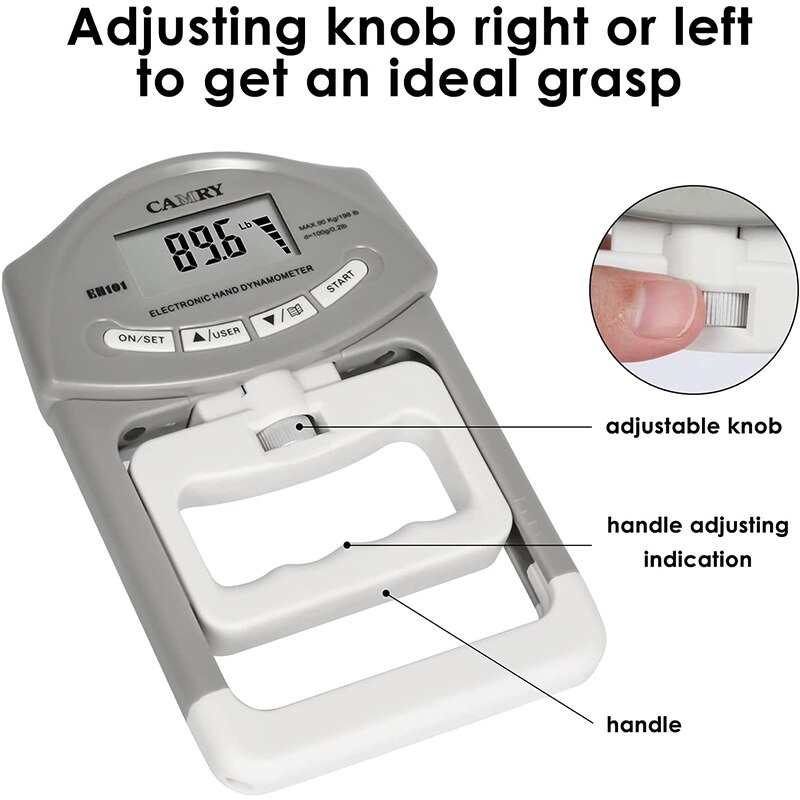 Digital Electronic Hand Dynamometer 90kg/200lbs Co... – Vicedeal
