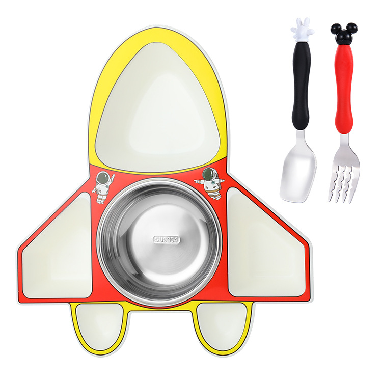 Children Airplane Dinner Plate 304 Stainless Steel... – Grandado