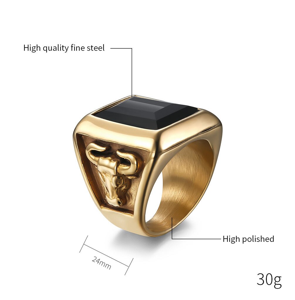 Vintage Bull Head Rings Stainless Steel Animal Thu... – Grandado