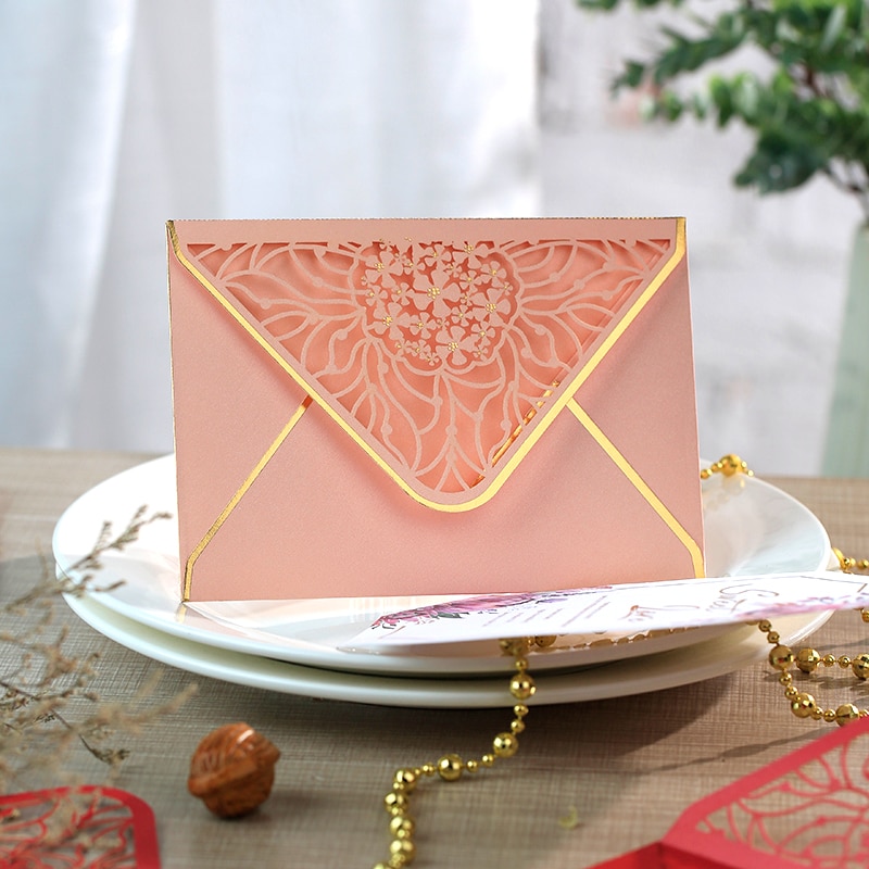 15pcs/lot Luxury Pink/RedEnvelopes Hollow Invitati... – Vicedeal
