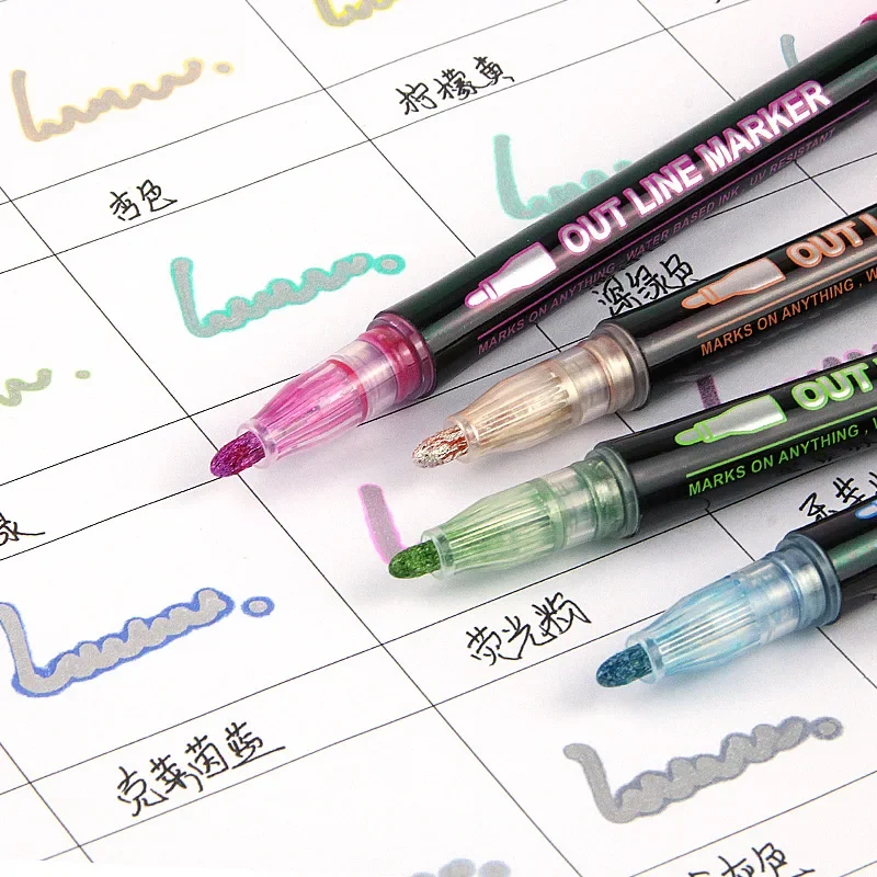 36 Color Double Line Outline Art Pen Marker Pen DI... – Grandado