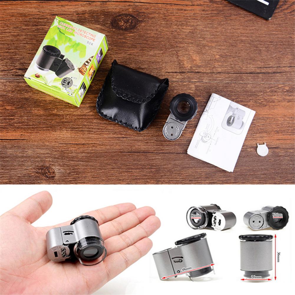 Mini lupa LED 50X para microscopio, lupa de crista... – Grandado