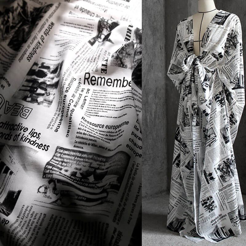 English Newspaper Letter Fabric 140cm Width Print ... – Grandado