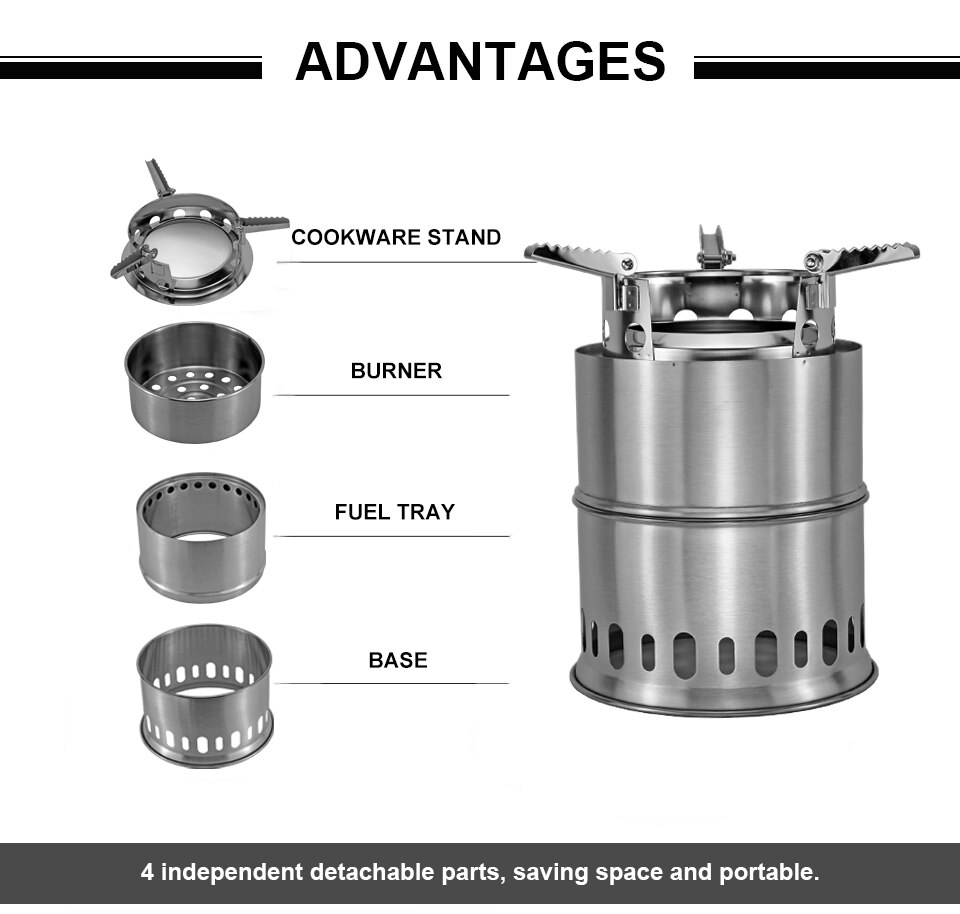 Large Size Wood Stove Split Portable Gas Stainless... – Grandado