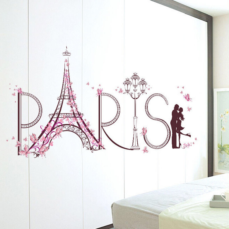 Romantic Paris Eiffel Tower Butterfly Wall Sticker... – Vicedeal