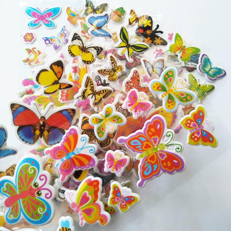 6pcs/lot Butterfly Stickers Kids Toys Cartoon 3D S... – Grandado