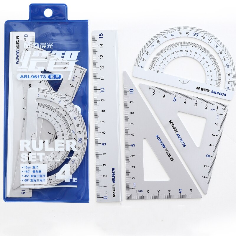 M&G 4pcs set aluminum ruler set metal geometry mat... – Grandado