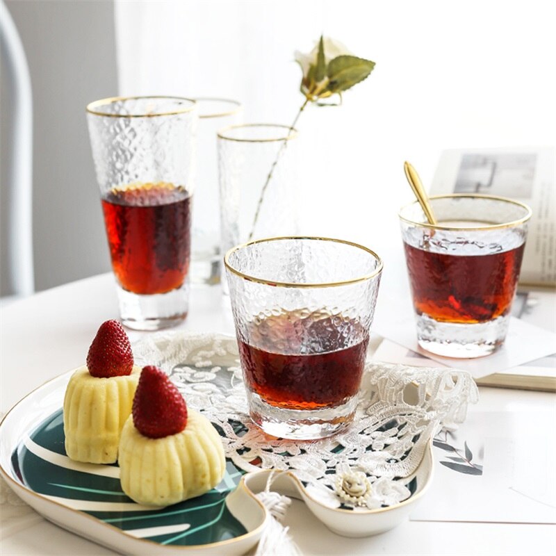 Gold Inlay Edge Glass Cup Coffee Milk Tea Cup Whis... – Grandado