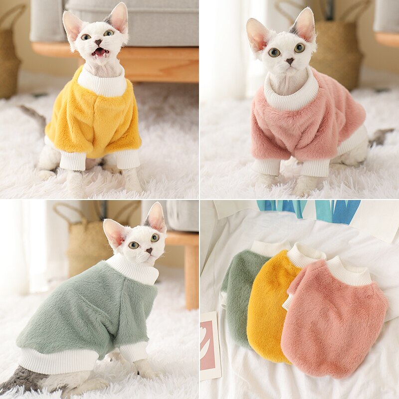 Roupa do gato do cão inverno quente esfinge hairle... – Vicedeal