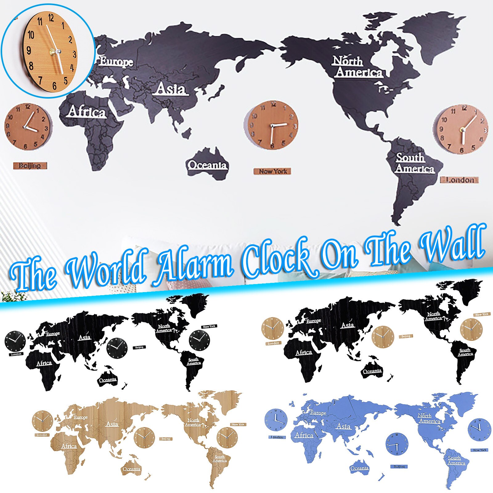 * World Diy Wall Clock 3d Map Surface Sticker Home... – Vicedeal