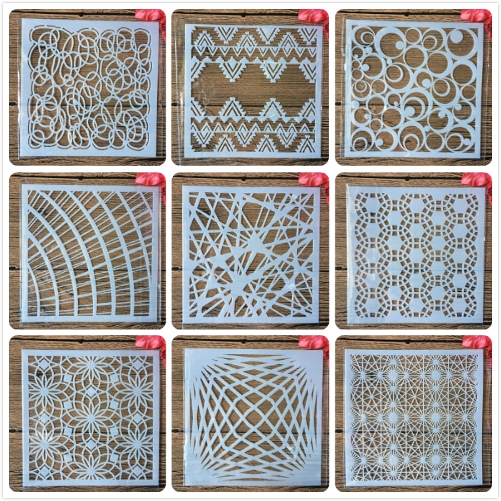 9Pcs/Set 13cm Line Grid Round Geometry DIY Layerin... – Vicedeal