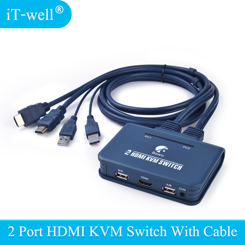 IT-well HDMI KVM Switch 2 Port With Cable for Dual... – Vicedeal