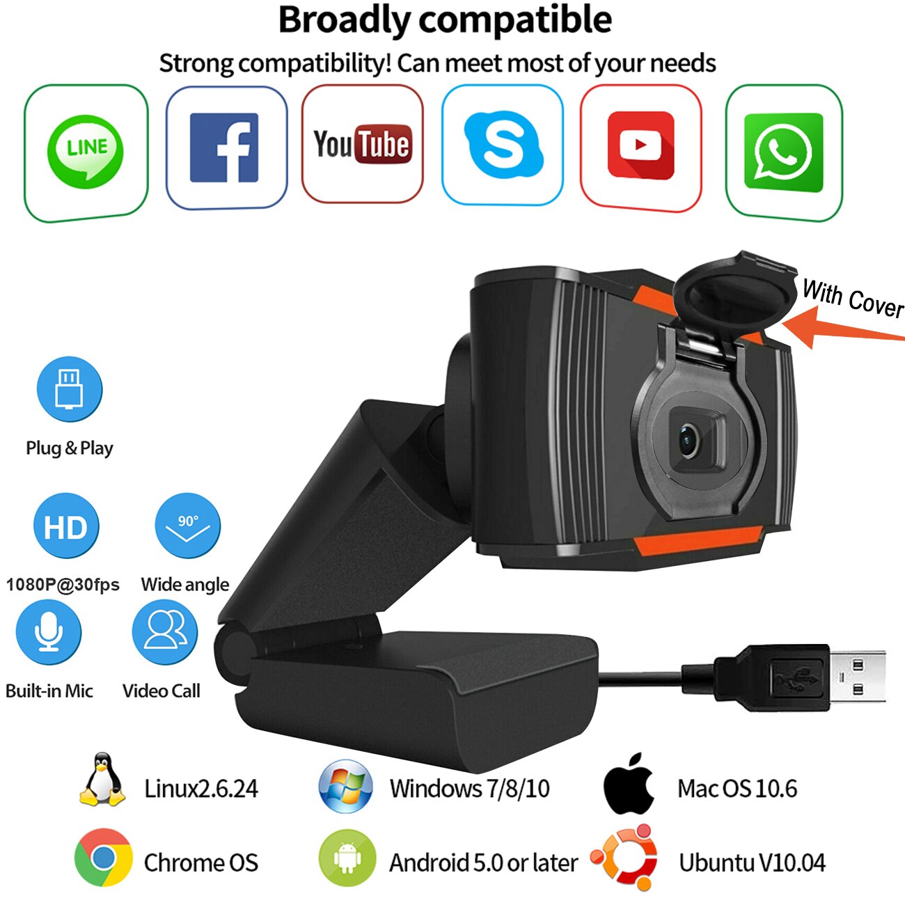 Webcam 2K 1080P Full HD Conference PC Webcam USB W... – Grandado