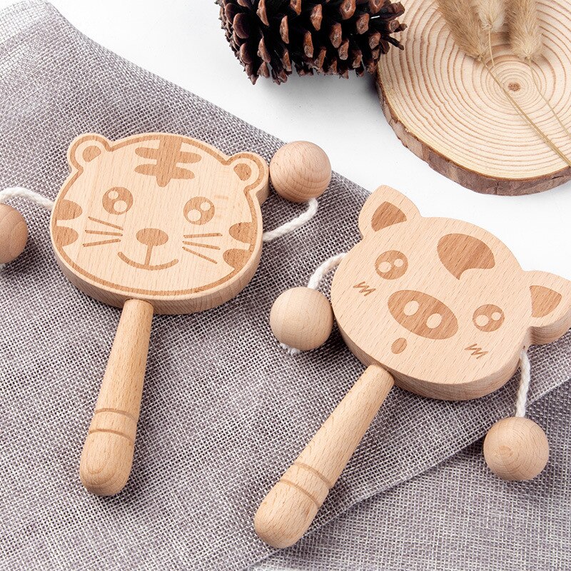 Wooden Cartoon Rattle Baby Toy Newborn Baby Can Bi... – Grandado