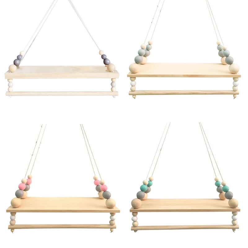 Nordic Wooden Wall Shelf with Clothes Rack Childre... – Vicedeal